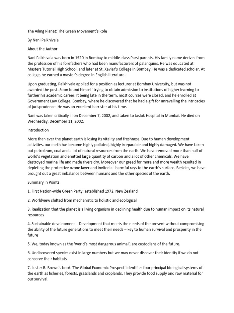 4-The Ailing Planet The Green Movements Role | PDF | Sustainability ...