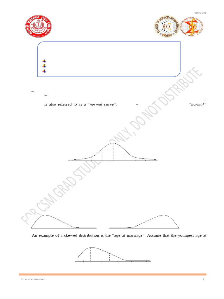 LESSON 5 EDUC 201 Normal Distribution and Skewness | PDF
