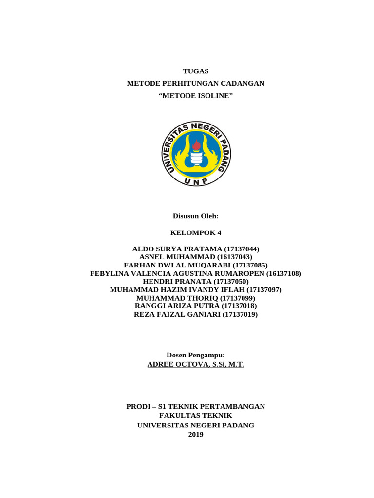 Laporan Metode Perhitungan Cadangan Metode Isoline | PDF