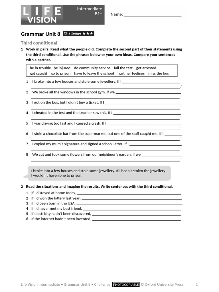 LV Int U8 Grammar Challenge Worksheet | PDF