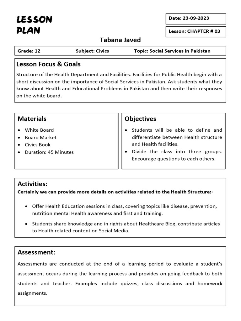 Lesson Plan Chapter 3 | PDF