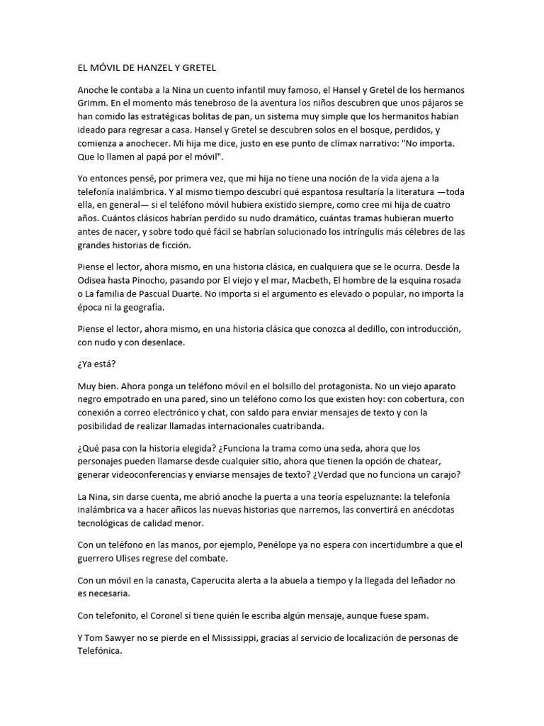 El Móvil de Hanzel y Gretel | PDF