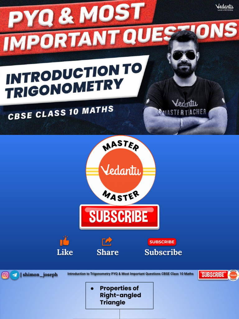 Introduction To Trigonometry PYQ & Most Important Questions CBSE | PDF