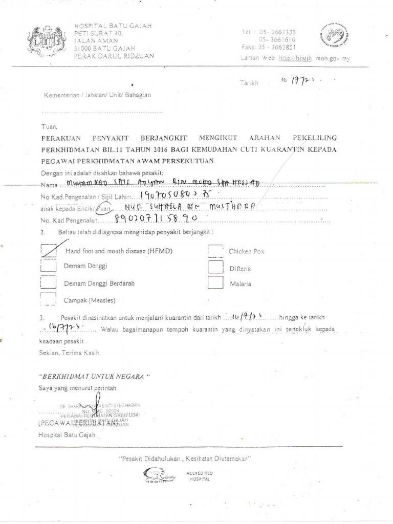 Cuti Kuarantin | PDF