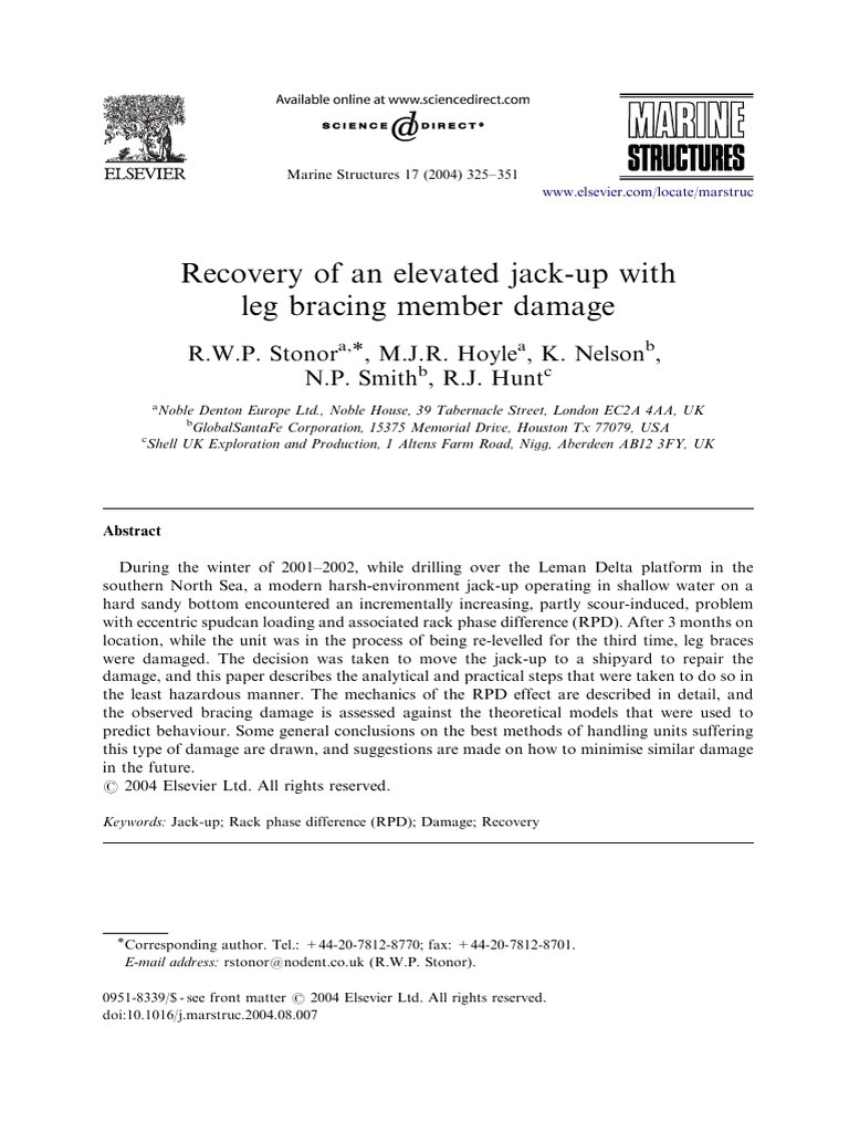 Recovery of GSF Monarch Jack-Up Damage | PDF | Buckling | Science ...