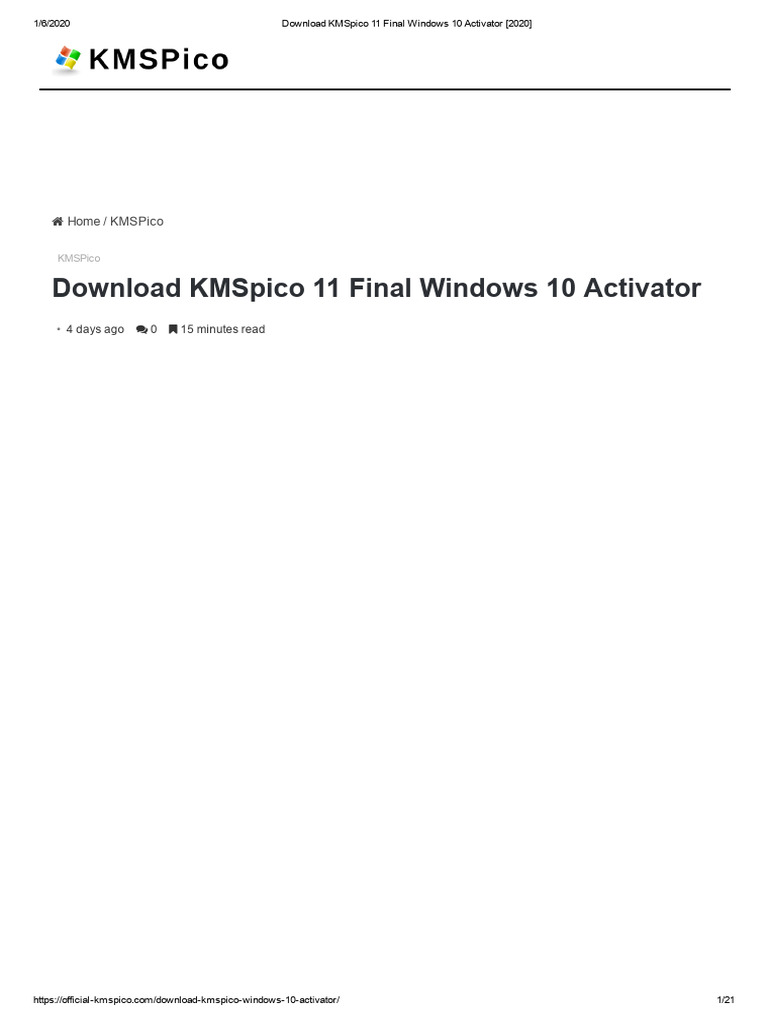 KMSpico 11 Final Windows 10 Activator (2020) | PDF