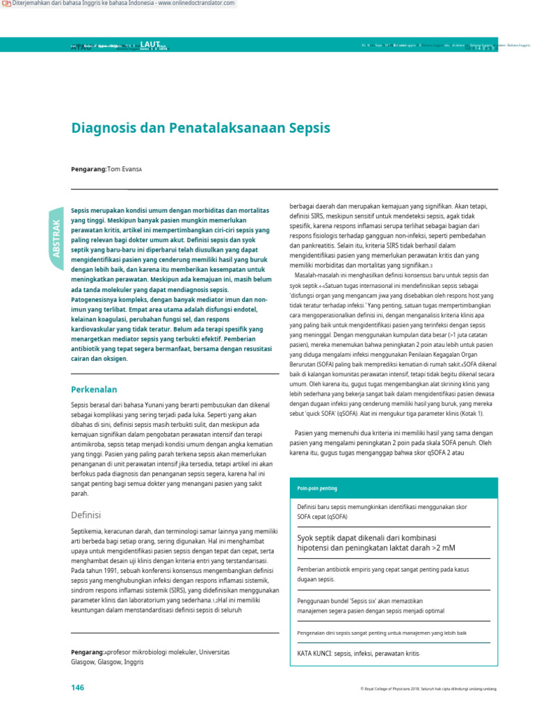 Management Sepsis | PDF