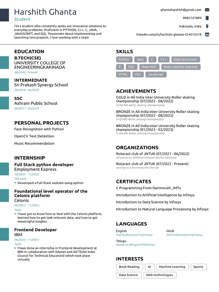 Harshith's Resume | PDF