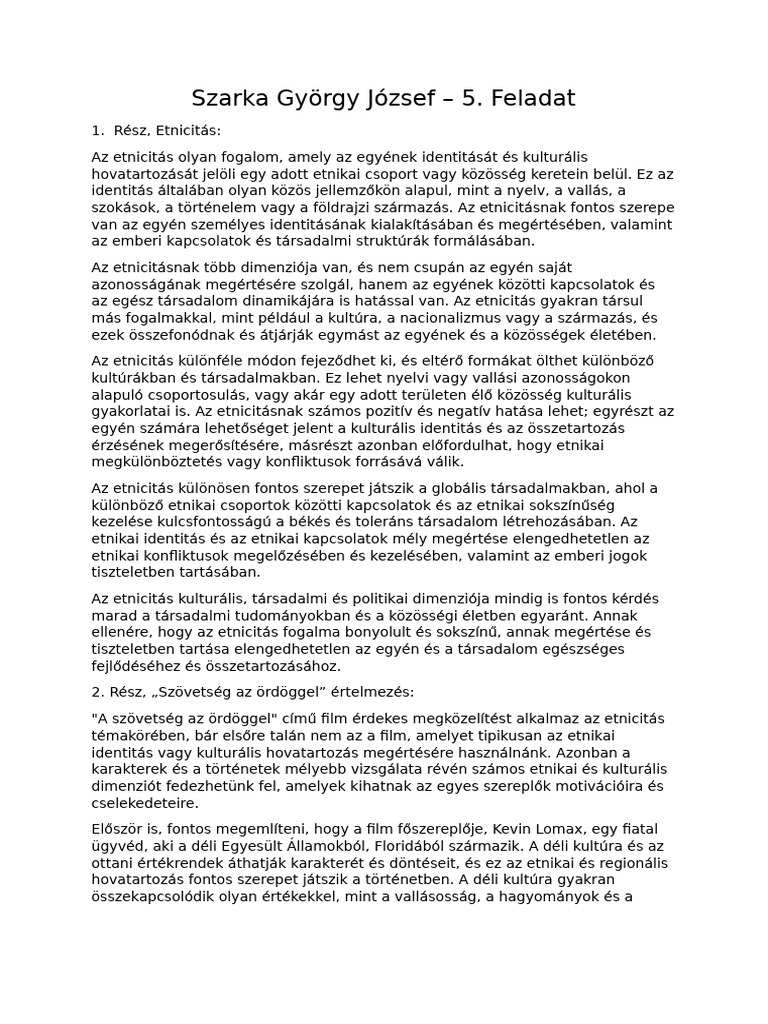 Szarka György József - 5. Feladat | PDF