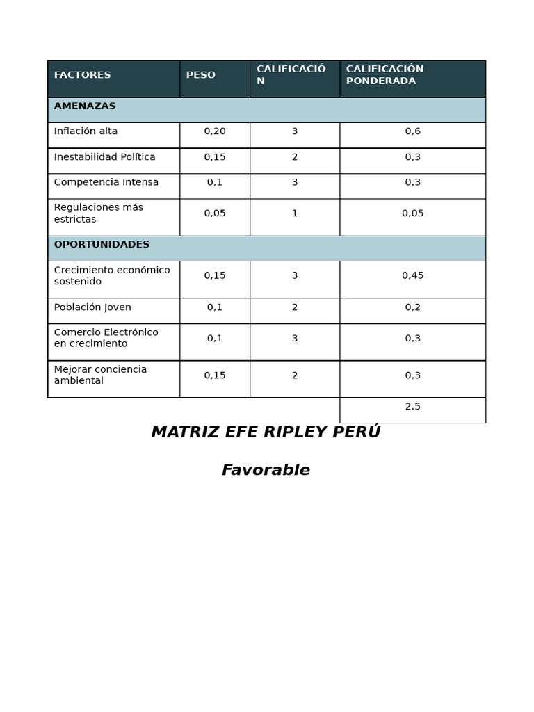 Matriz Efe Ripley Perú | PDF