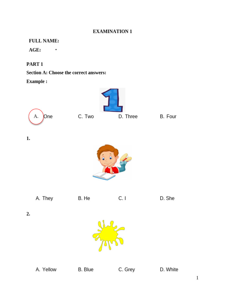 Midterm Test For Starter Pre A1 | PDF