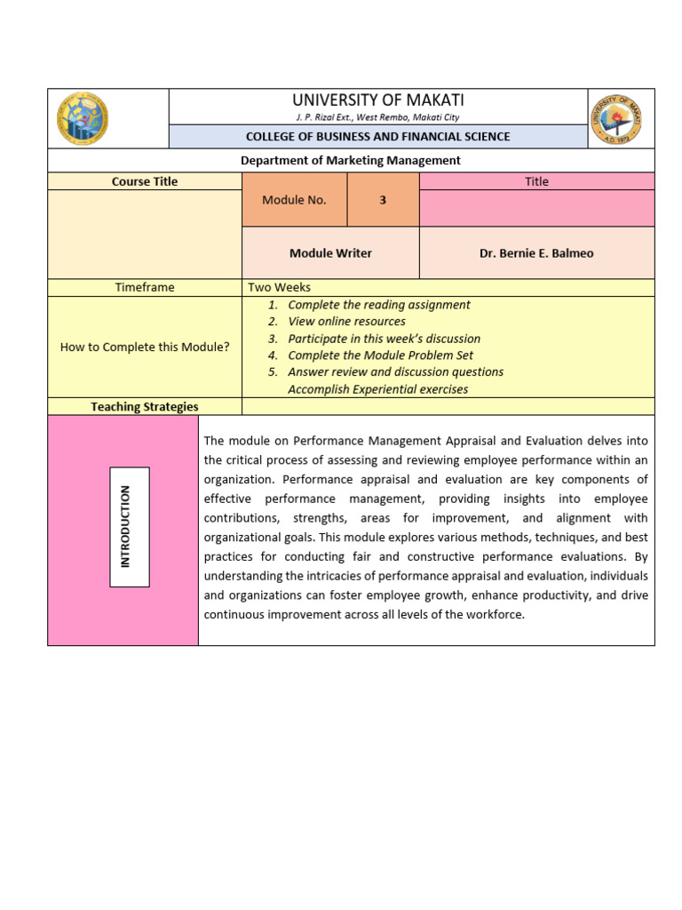 2023 Module 3 Performance Appraisal and Evaluation | PDF