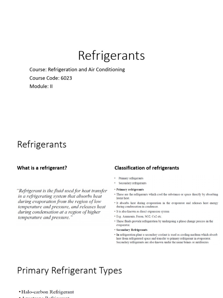 Refrigerants | PDF