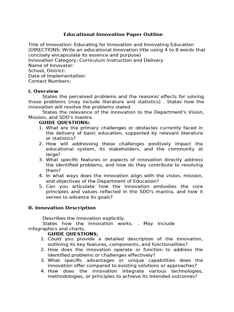 Outline or Guide For Innovation-Paper | PDF | Innovation | Methodology