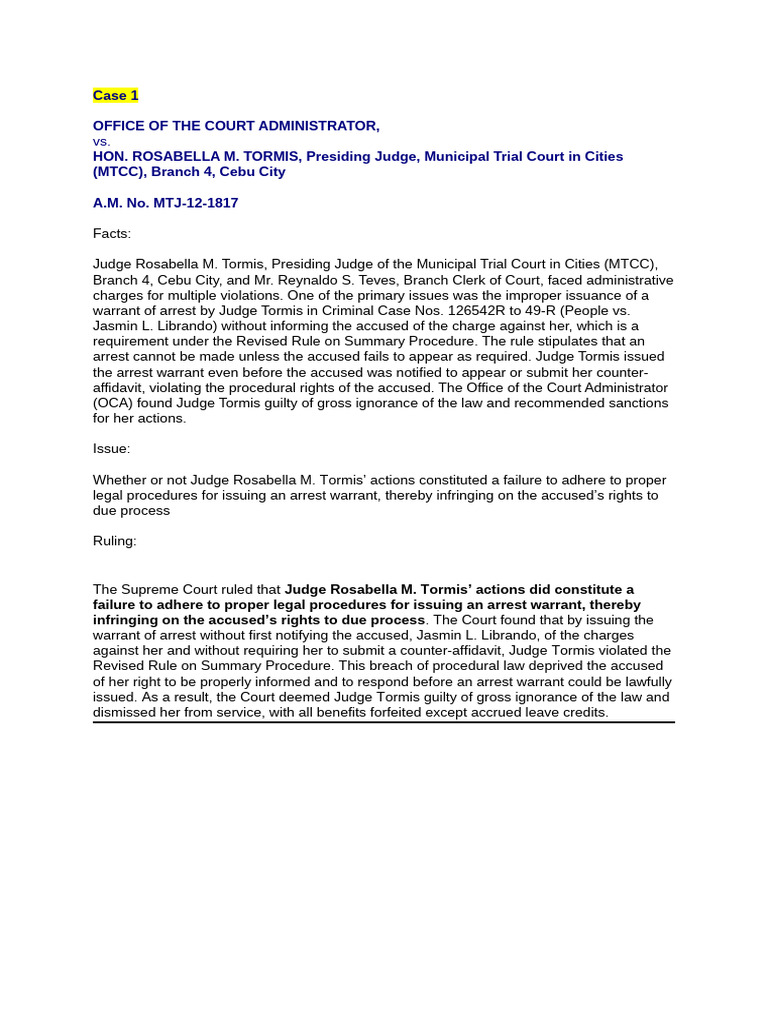 RULE 113 Case Digest | PDF | Arrest | Search Warrant