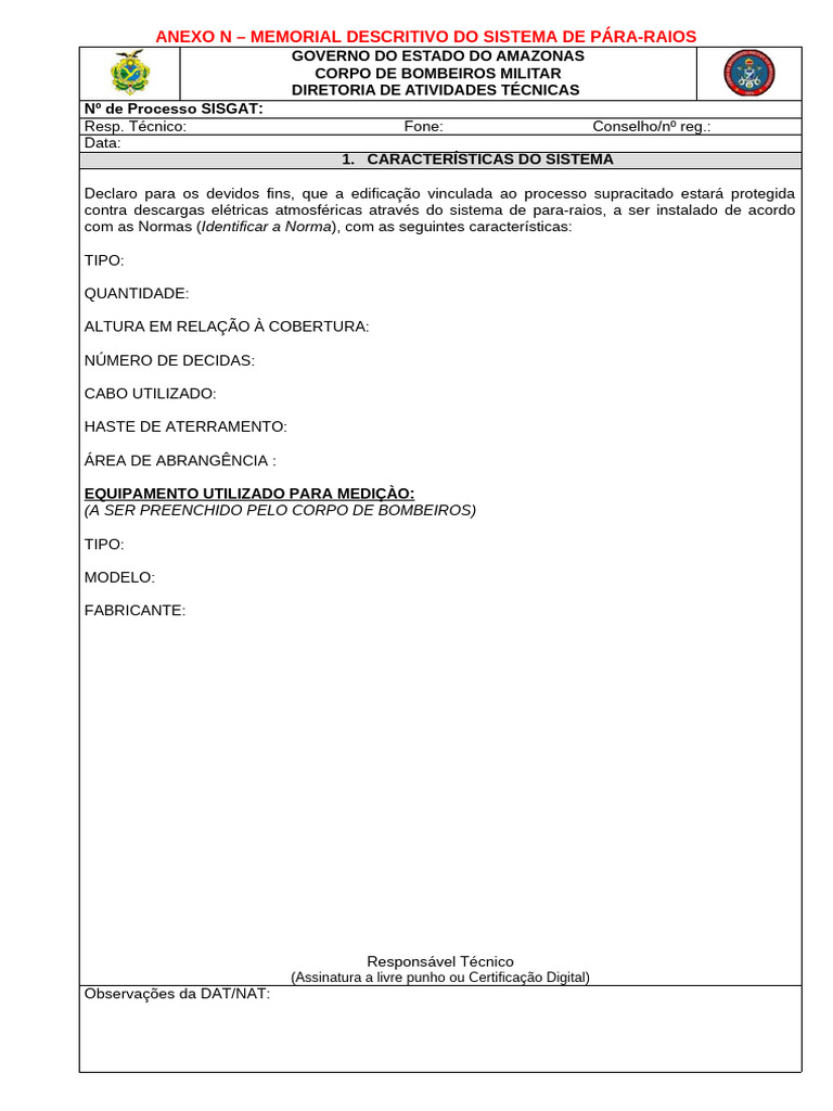 Anexo N - Memorial Descritivo Do Sistema de Pára-Raios | PDF