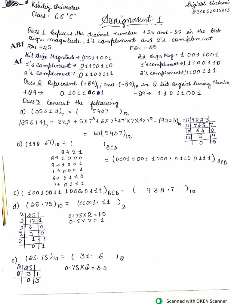 Digital Electronics Assignment 1 Kshitiz Srivastav | PDF
