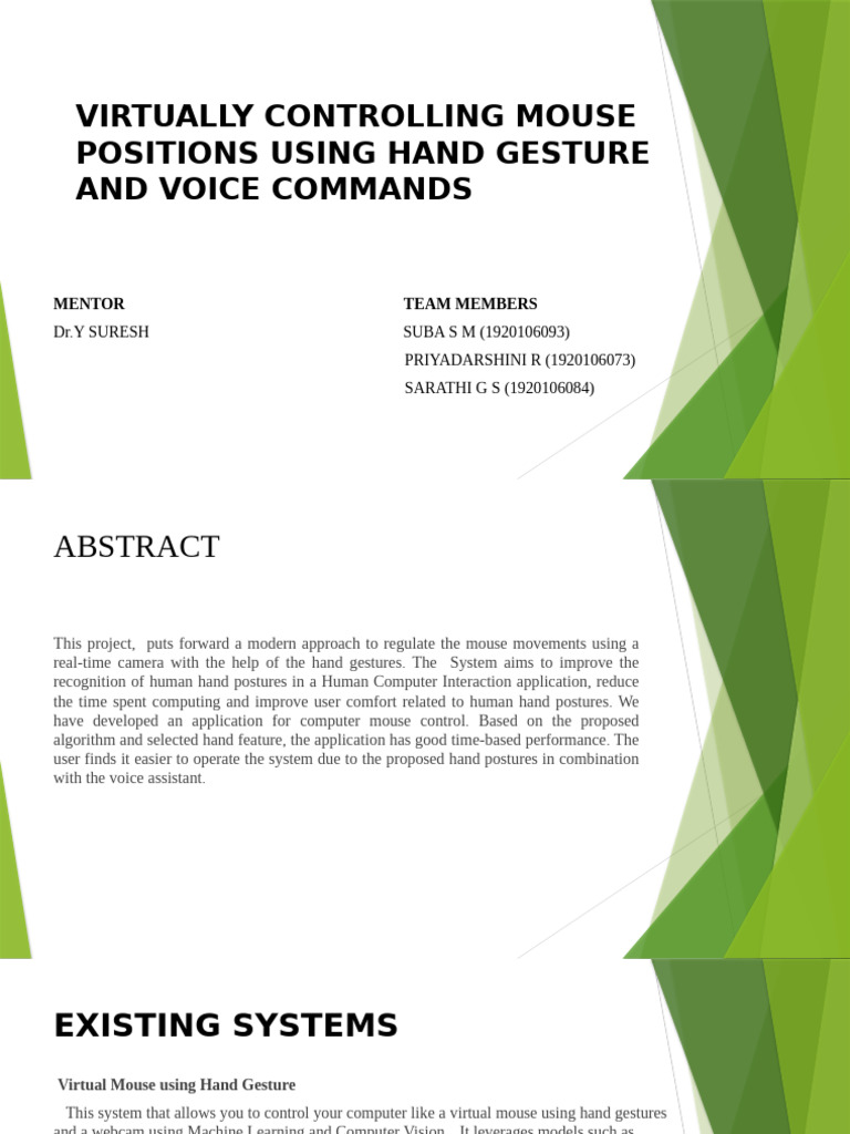 VIRTUALLY CONTROLLING MOUSE USING HAND GESTURE AND VOICE.1pptx | PDF