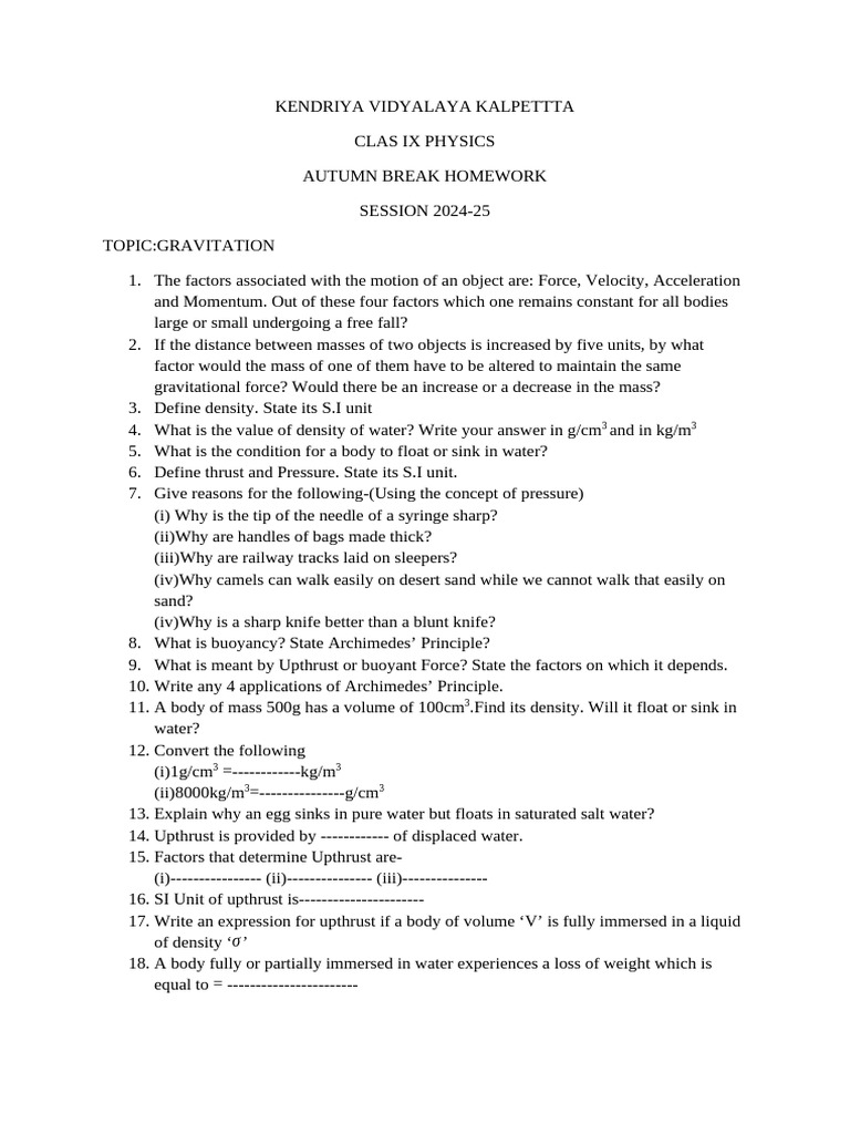 HHW Atumn Break Class Ix | PDF