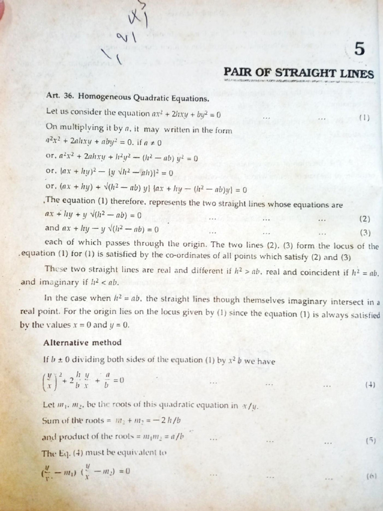 Coordinate Geometry A Pair of St. Lines | PDF