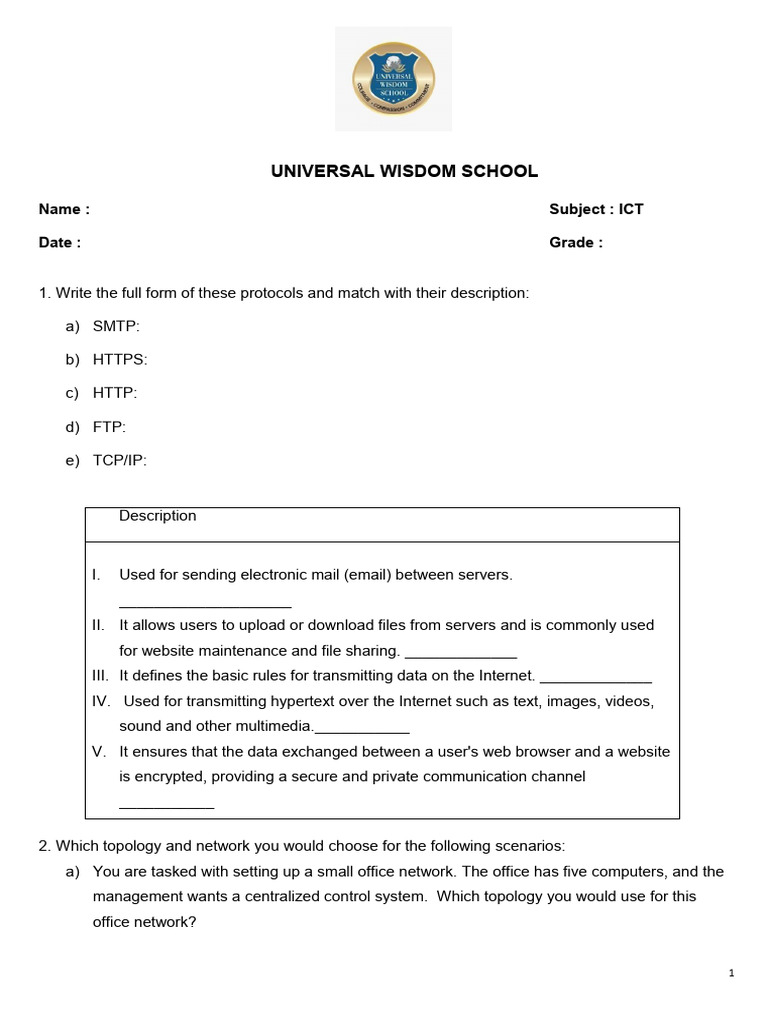 ICT Protocols and Network Setup Guide | PDF | World Wide Web ...