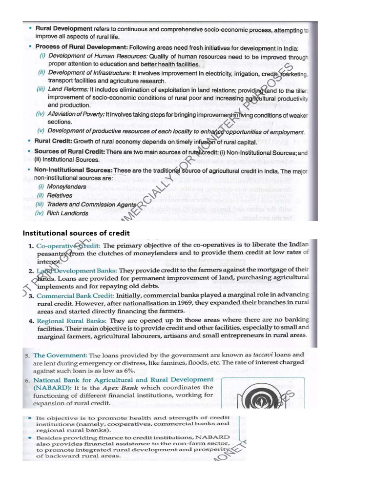 Rural Development Notes Indian Economics | PDF