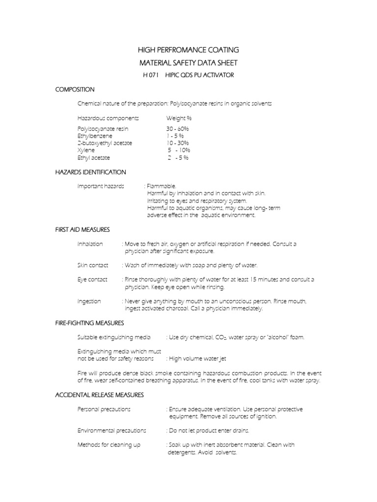 HIPIC SDS Activator H071 | PDF