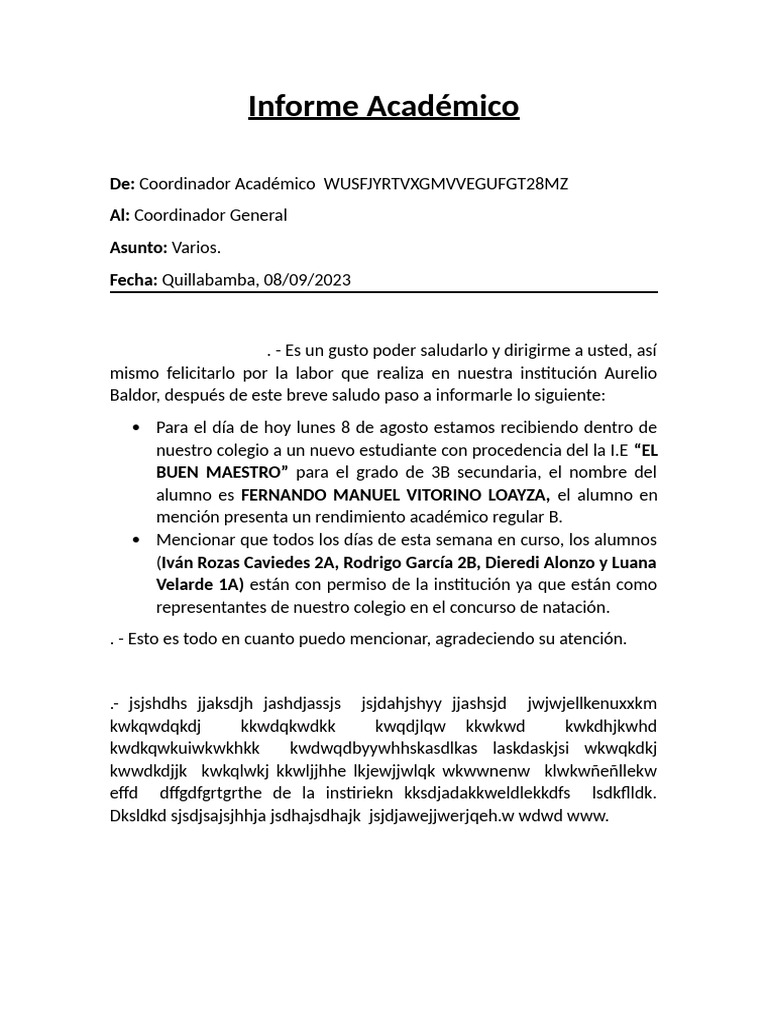 Informe Académico | PDF