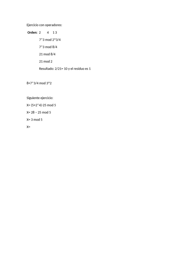 Ejercicio Con Operadores | PDF