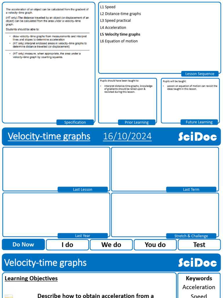 Velocity Time Graphs Powerpoint | PDF | Acceleration | Spacetime
