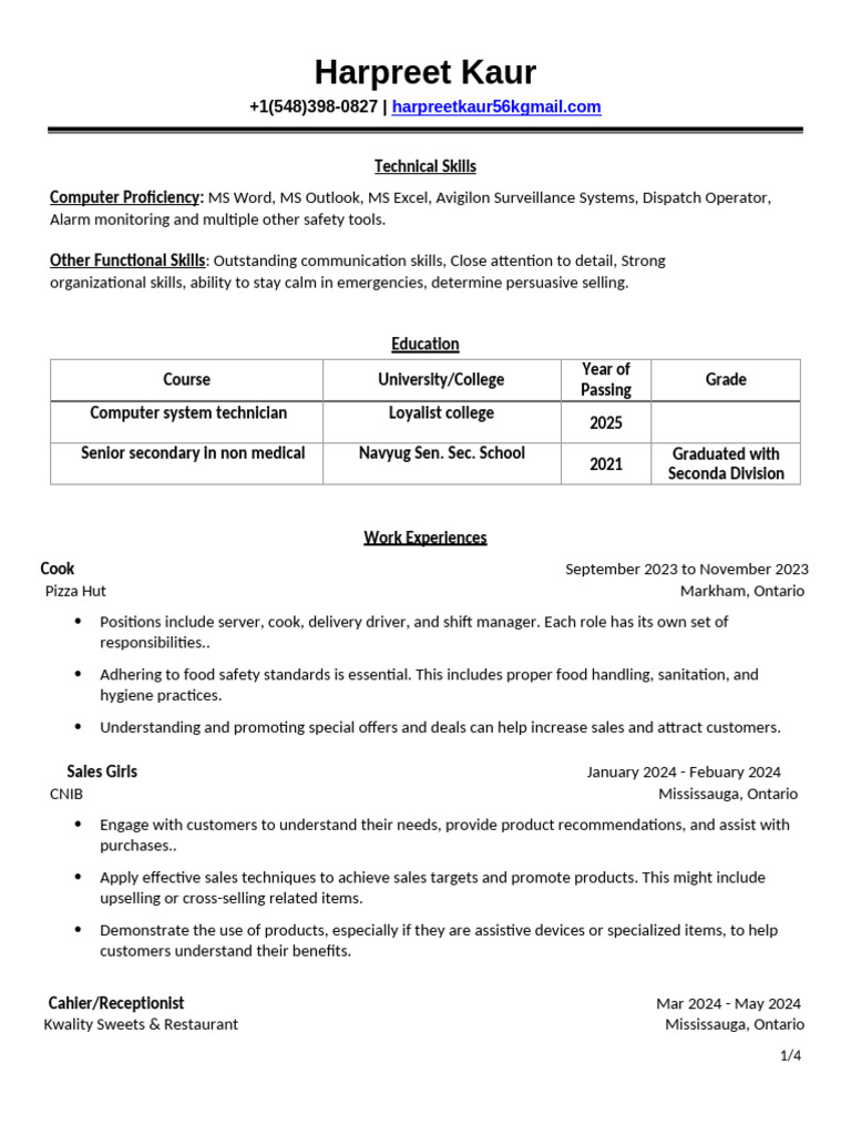 Part Time CV Template | PDF