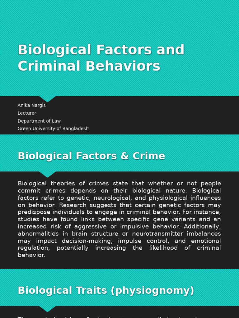 Biological Factors and Criminal Behaviors and Psychological | PDF