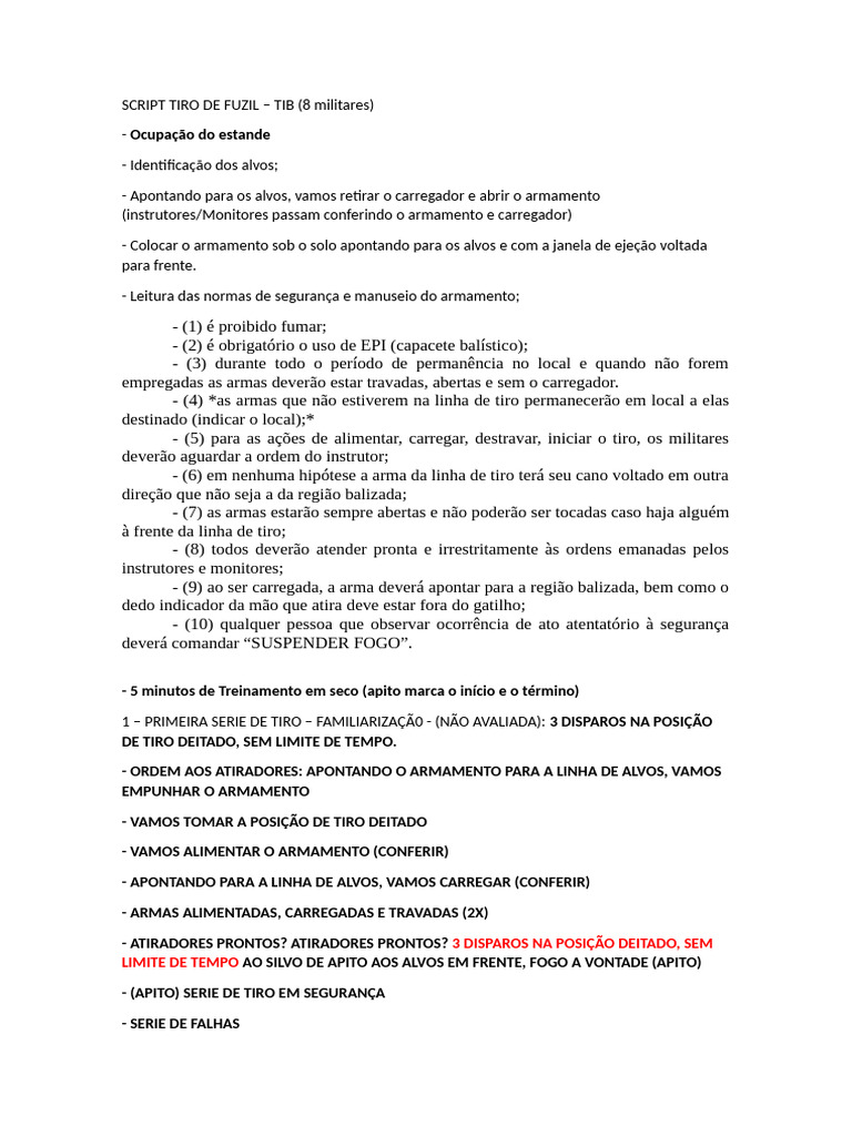 Script Tiro de Fuzil | PDF