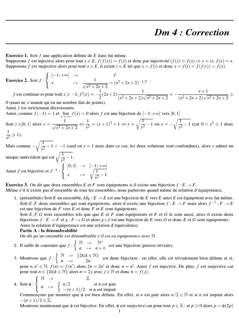 Correction DM 4 Equipotence | PDF