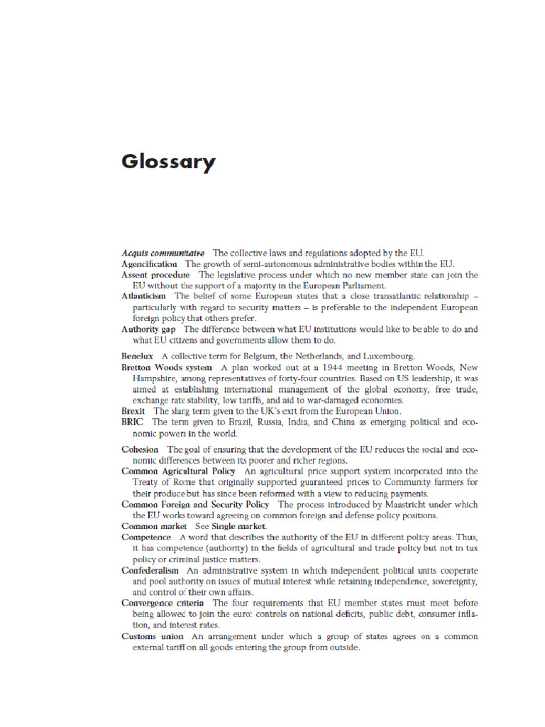 Glossary of EU-related Terms | PDF