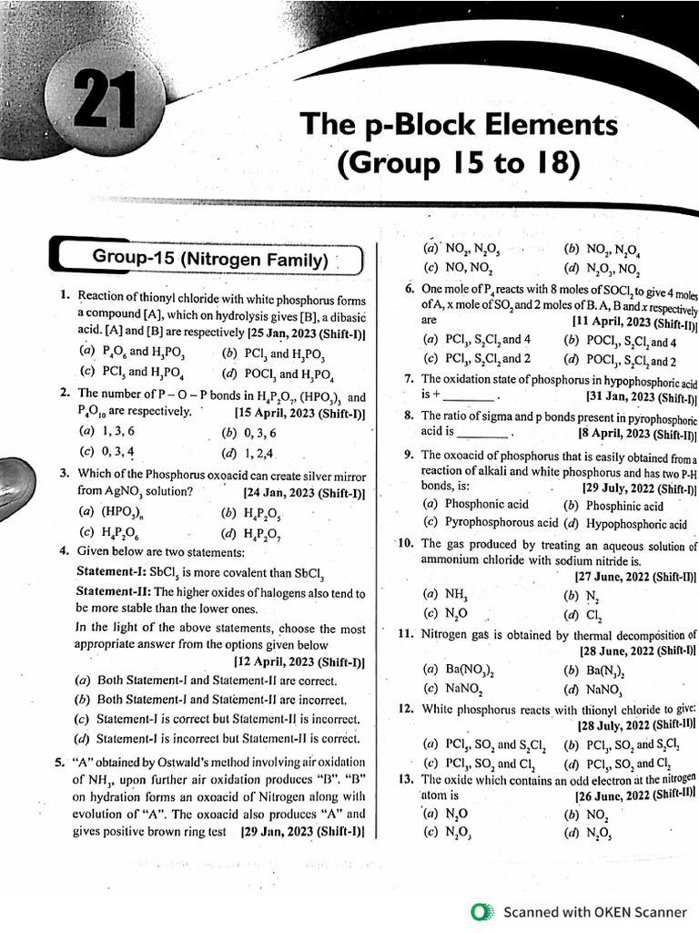 The P Block (Group 15 To 18) | PDF