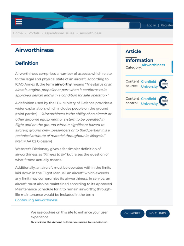 Airworthiness - SKYbrary Aviation Safety | PDF