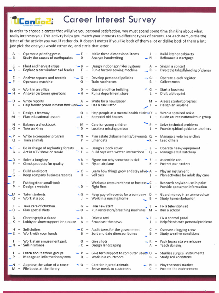 Career Interest Survey - UCanGo | PDF