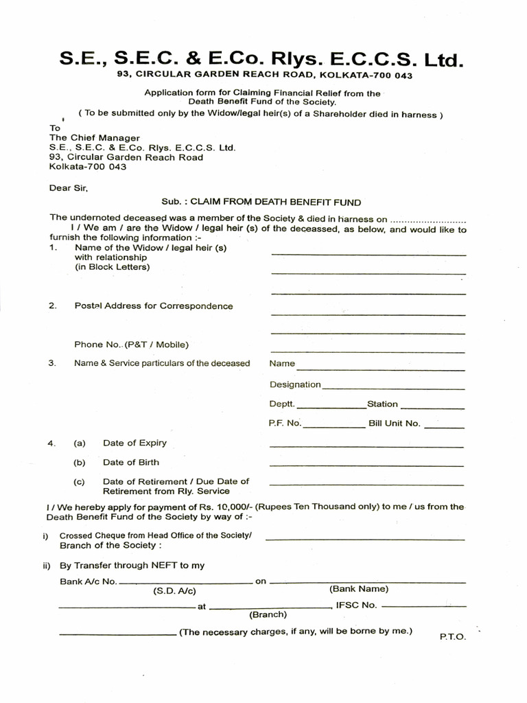 Death Benefit Fund Claim Form | PDF