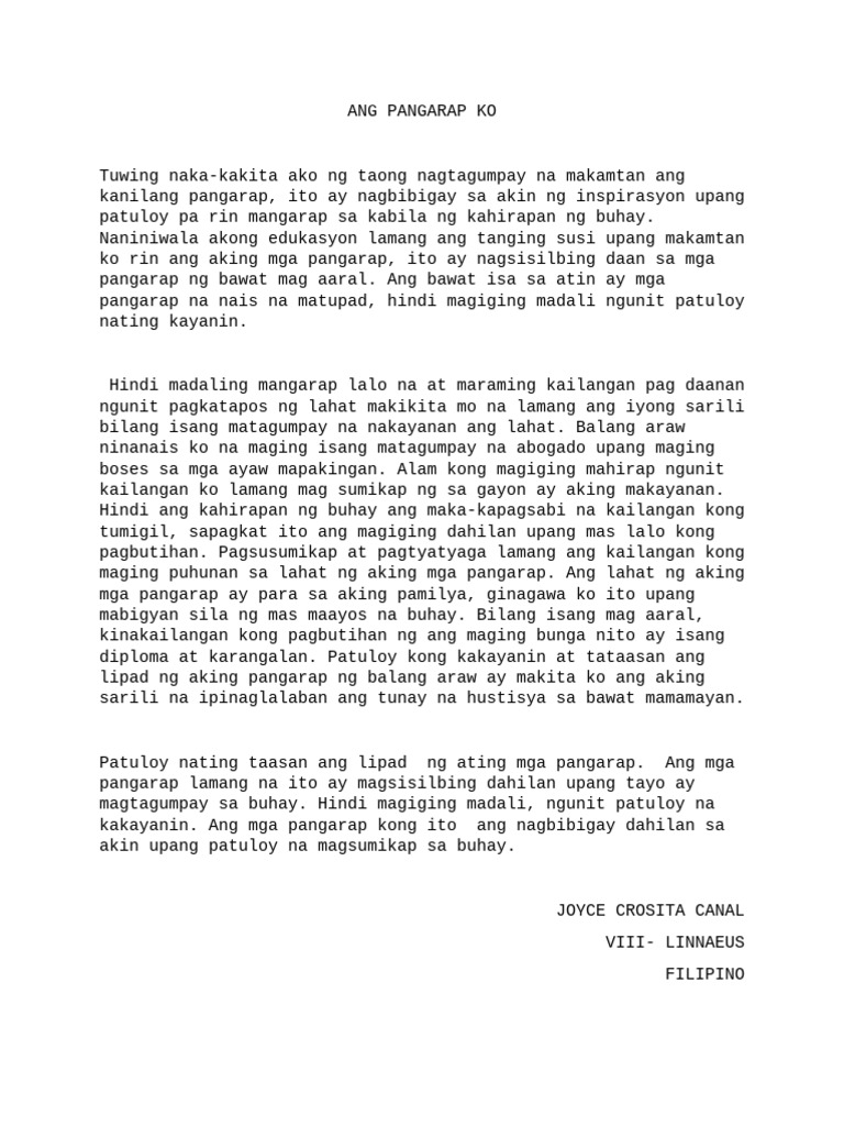 Ang Pangarap Ko | PDF