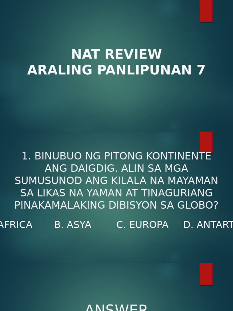 Nat Review Araling Panlipunan 2 | PDF