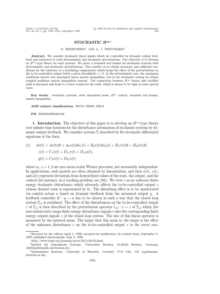 Stochastic: Abstract | PDF