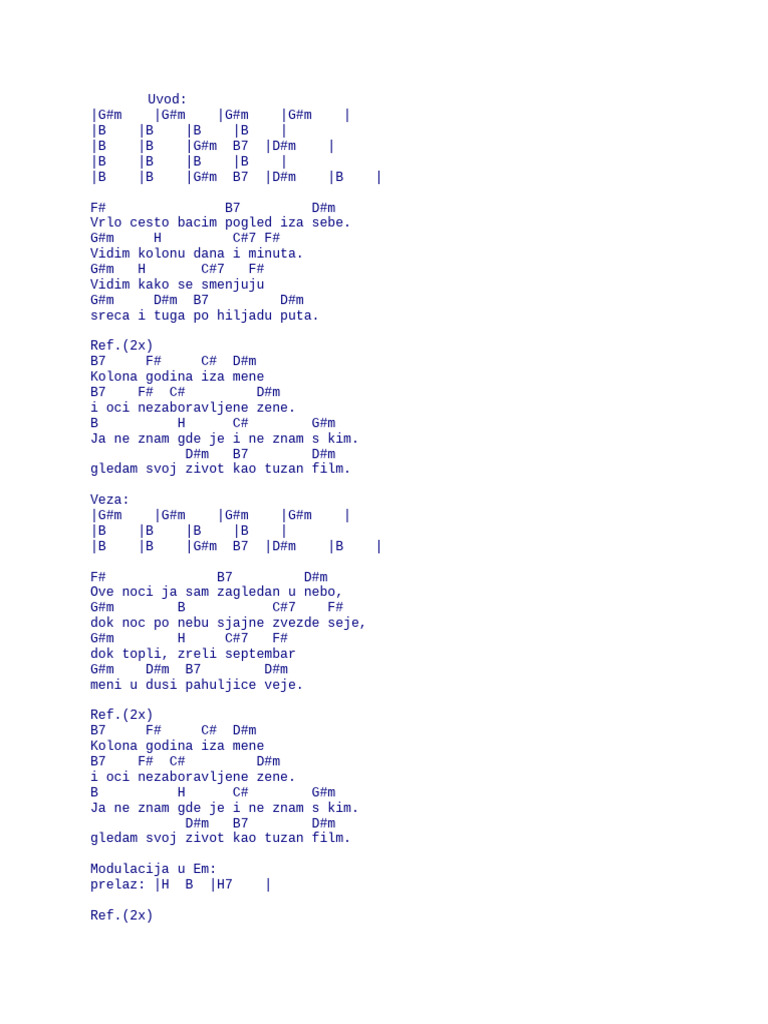 Miroslav Ilić - Kolona Godina Akordi | PDF