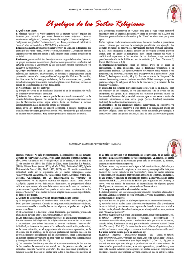 Las Sectas Religiosas | PDF | Secta | Iglesia Católica