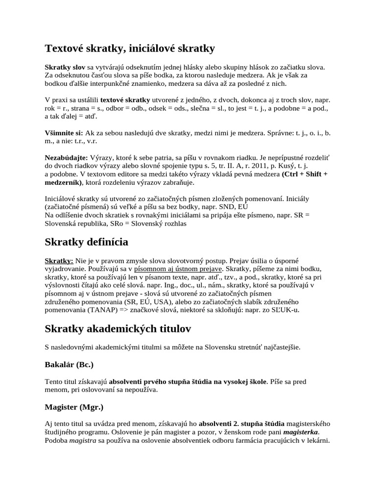 Textové Skratky | PDF