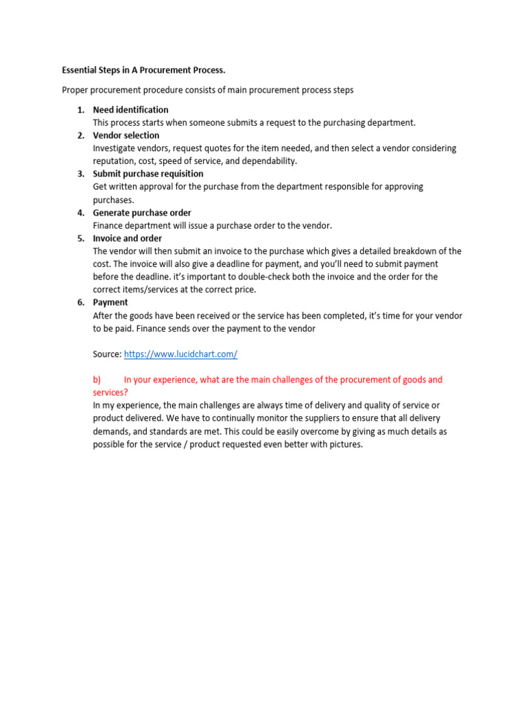 Essential Steps in A Procurement Process. | PDF