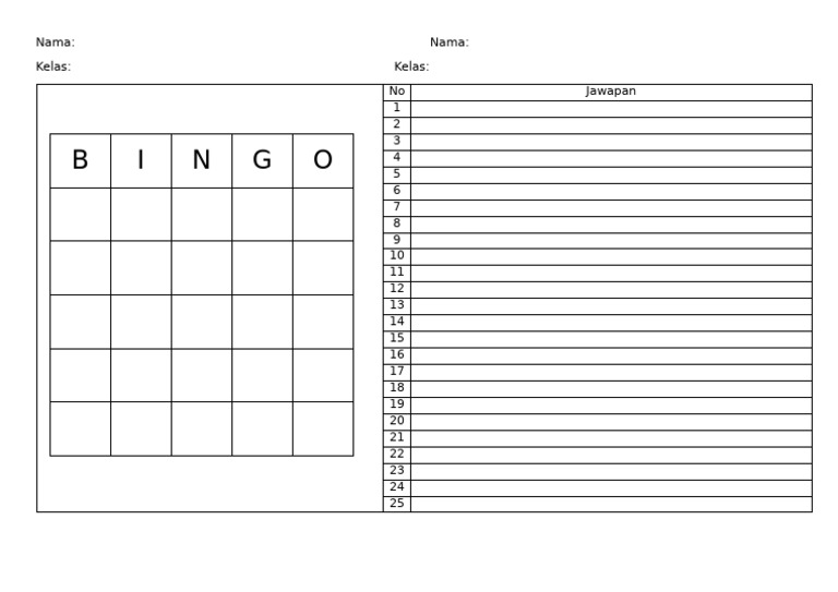 Bingo Answer | PDF