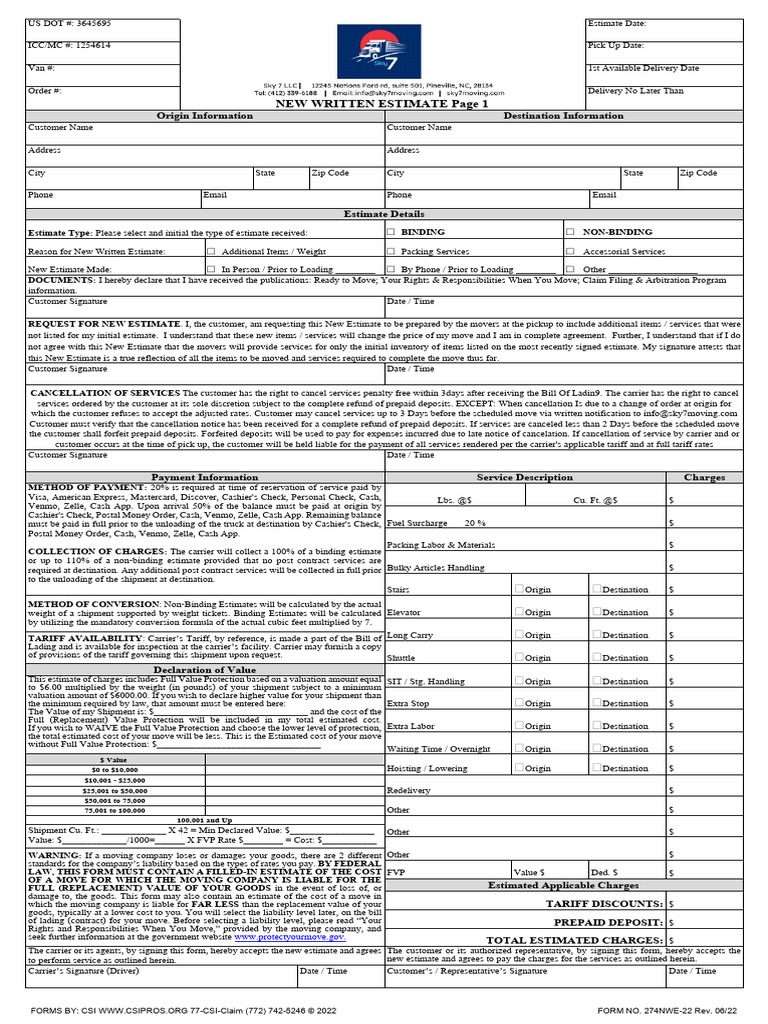 New Written Estimate | PDF