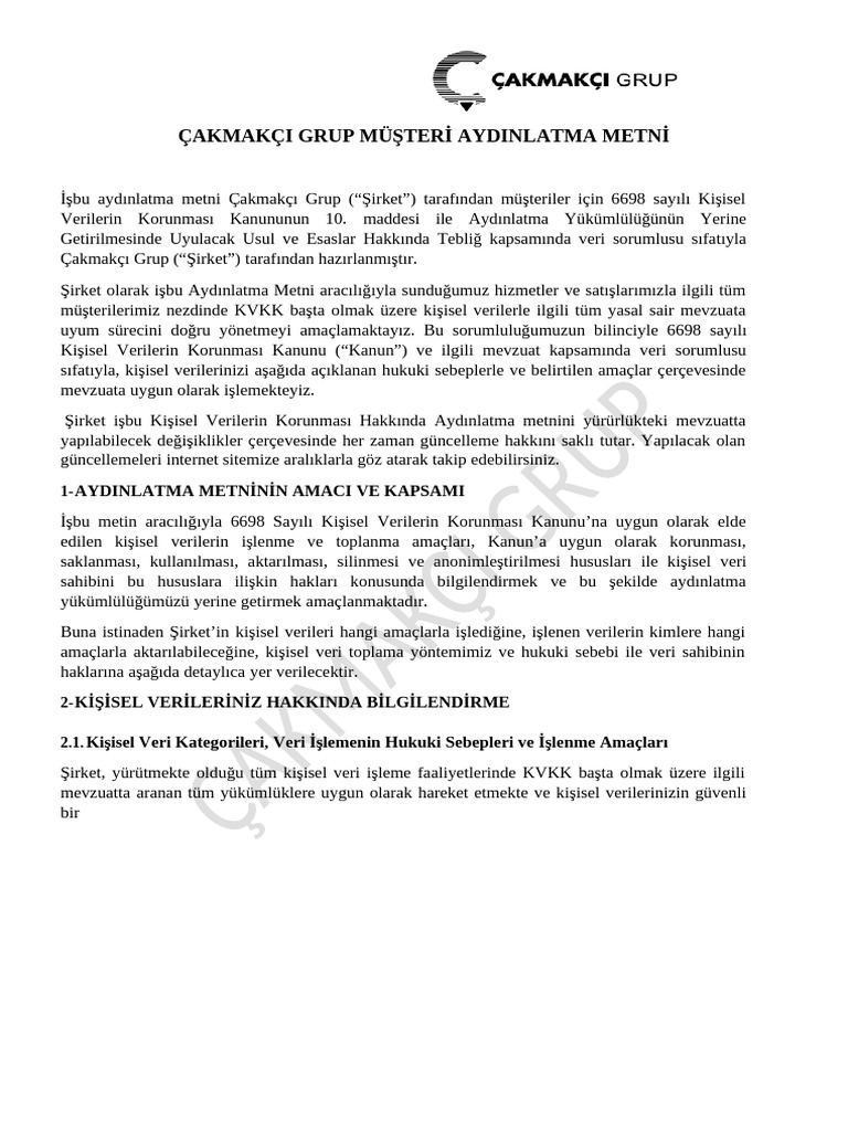 Musteri Aydinlatma Metni+ | PDF