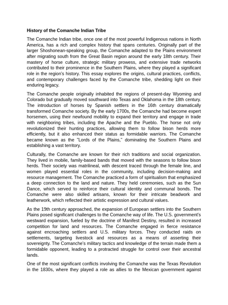 History of The Comanche | PDF